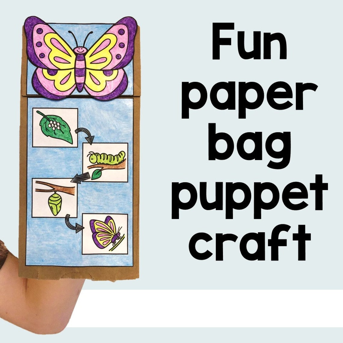 Life Cycle of a Butterfly Paper Bag Puppet | Science Craft Activity for ...