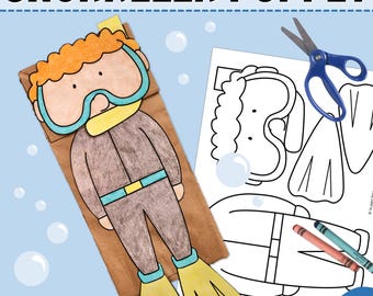 Summer Shark Paper Bag Puppet Kids Craft Activity - Etsy