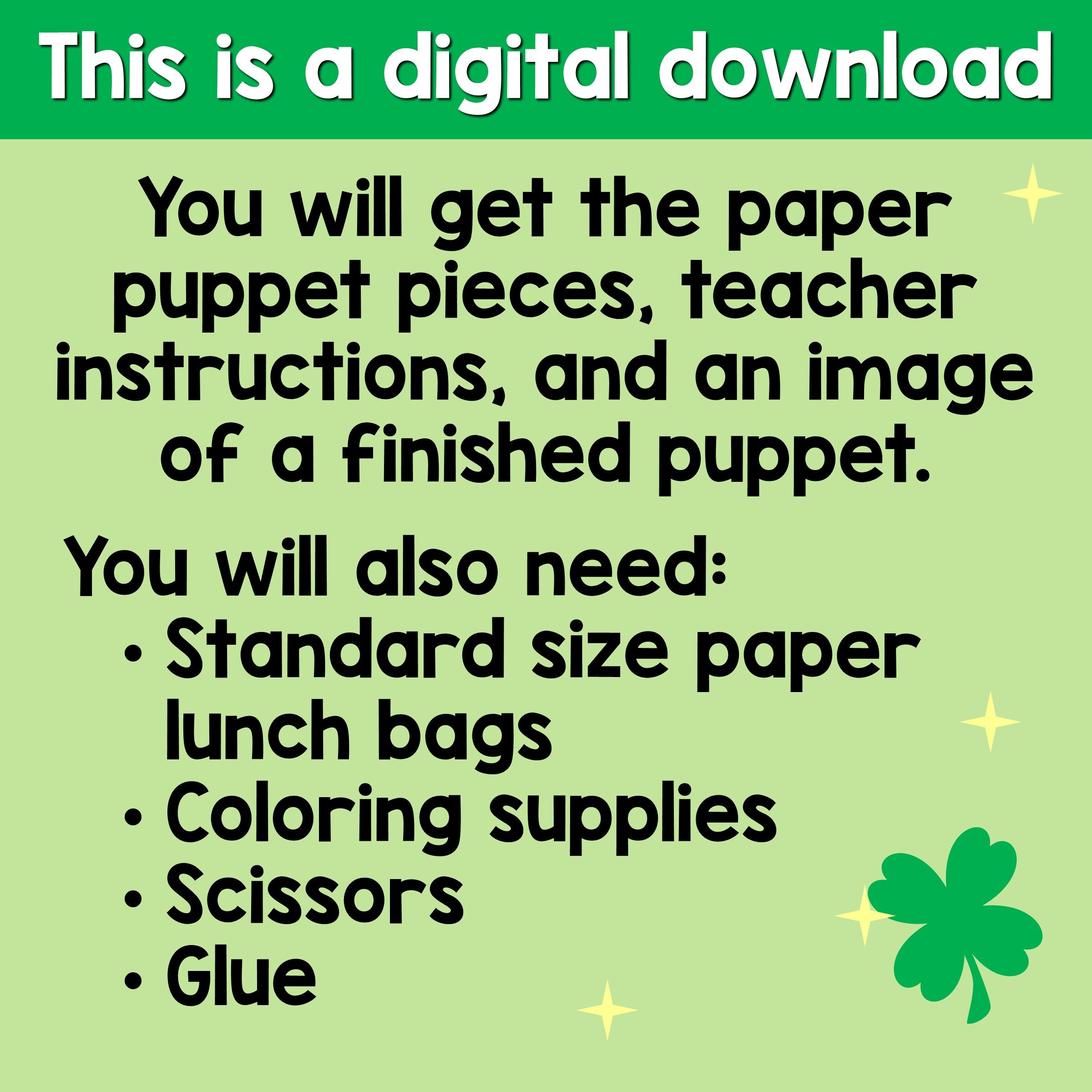 Leprechaun Paper Bag Puppet Kids St. Patrick's Day Craft Activity for ...