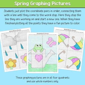 Spring Coordinate Plane Graphing Pictures Four Quadrant Math Activity ...