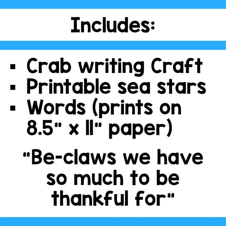 Ocean Crab Bulletin Board Writing Craft | SEL Thankful Activity | Fun ...