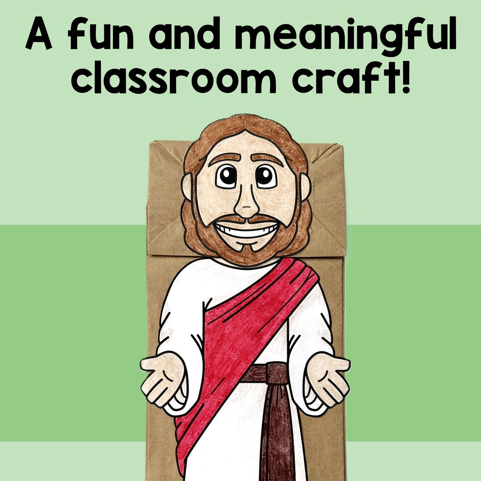 Jesus Paper Bag Puppet Craft Activity, Fun Christian Art Project for ...