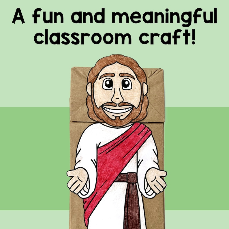 Jesus Paper Bag Puppet Craft Activity, Fun Christian Art Project for ...