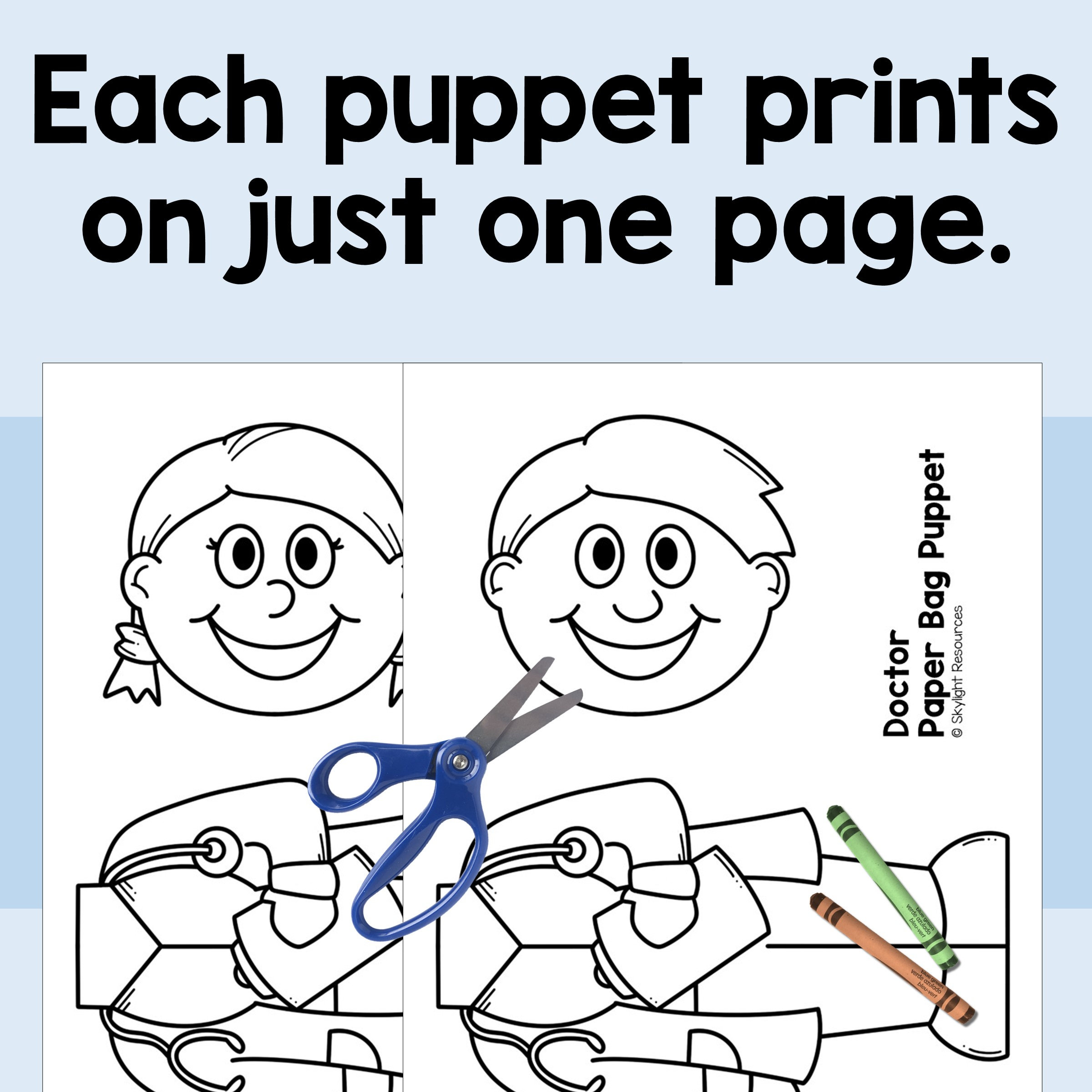 Doctor Paper Bag Puppet | Fun Community Helper Craft Activity for Kids ...