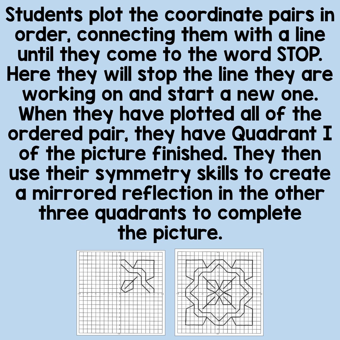 Coordinate Plane Symmetry and Reflection Mystery Picture Math Graphing ...