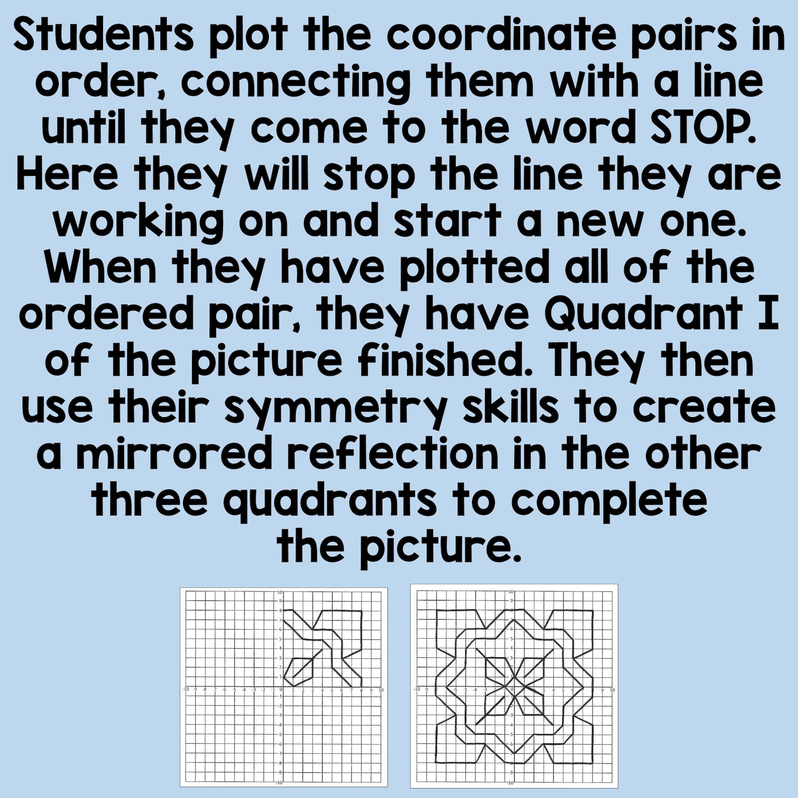 Coordinate Plane Symmetry and Reflection Mystery Picture Math Graphing ...
