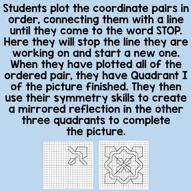 Coordinate Plane Symmetry and Reflection Mystery Picture Math Graphing ...