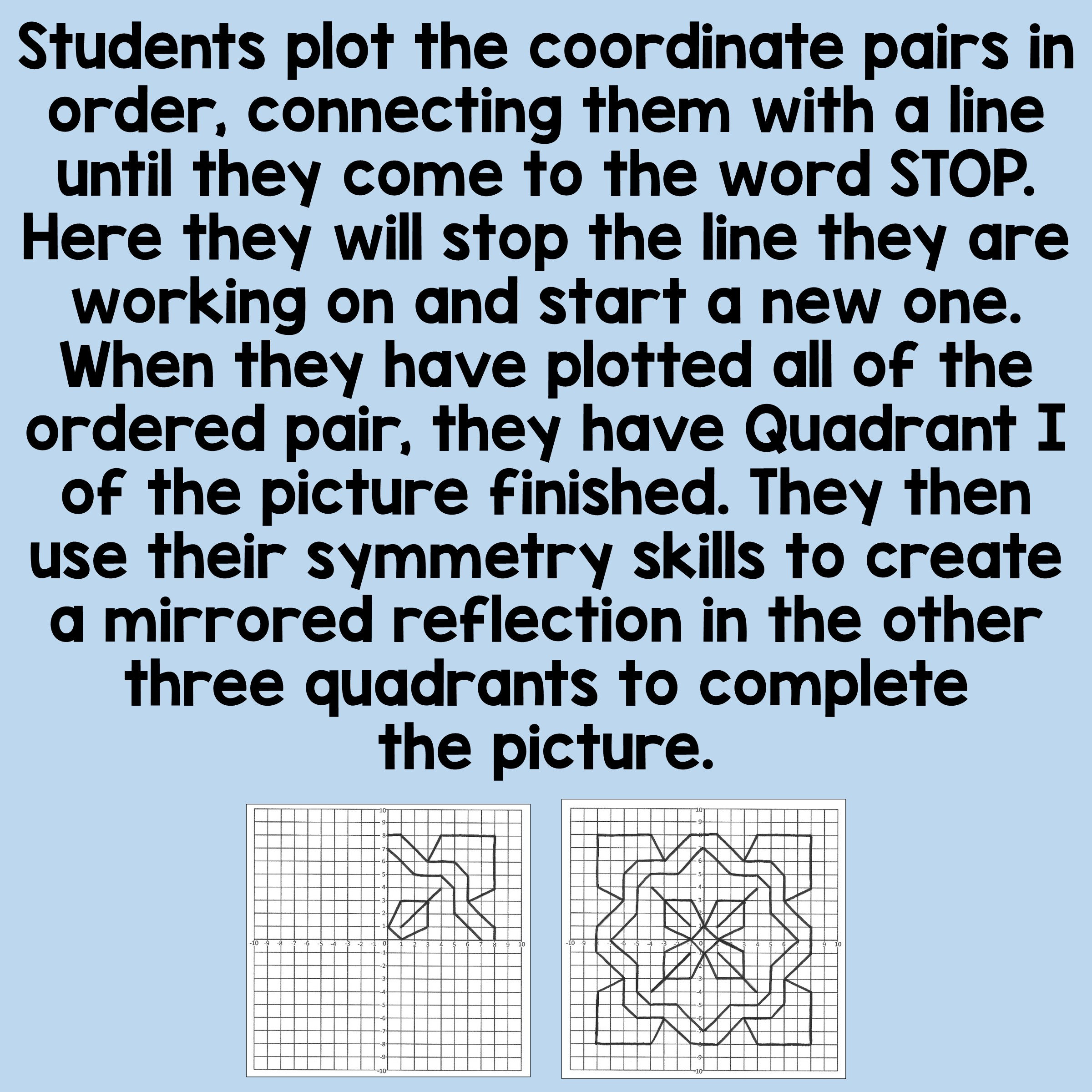 Coordinate Plane Symmetry and Reflection Mystery Picture Math Graphing ...