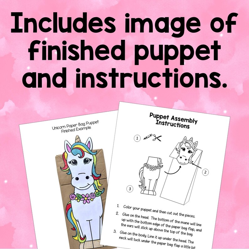 Unicorn Paper Bag Puppet Fun Craft Activity for Kids - Etsy