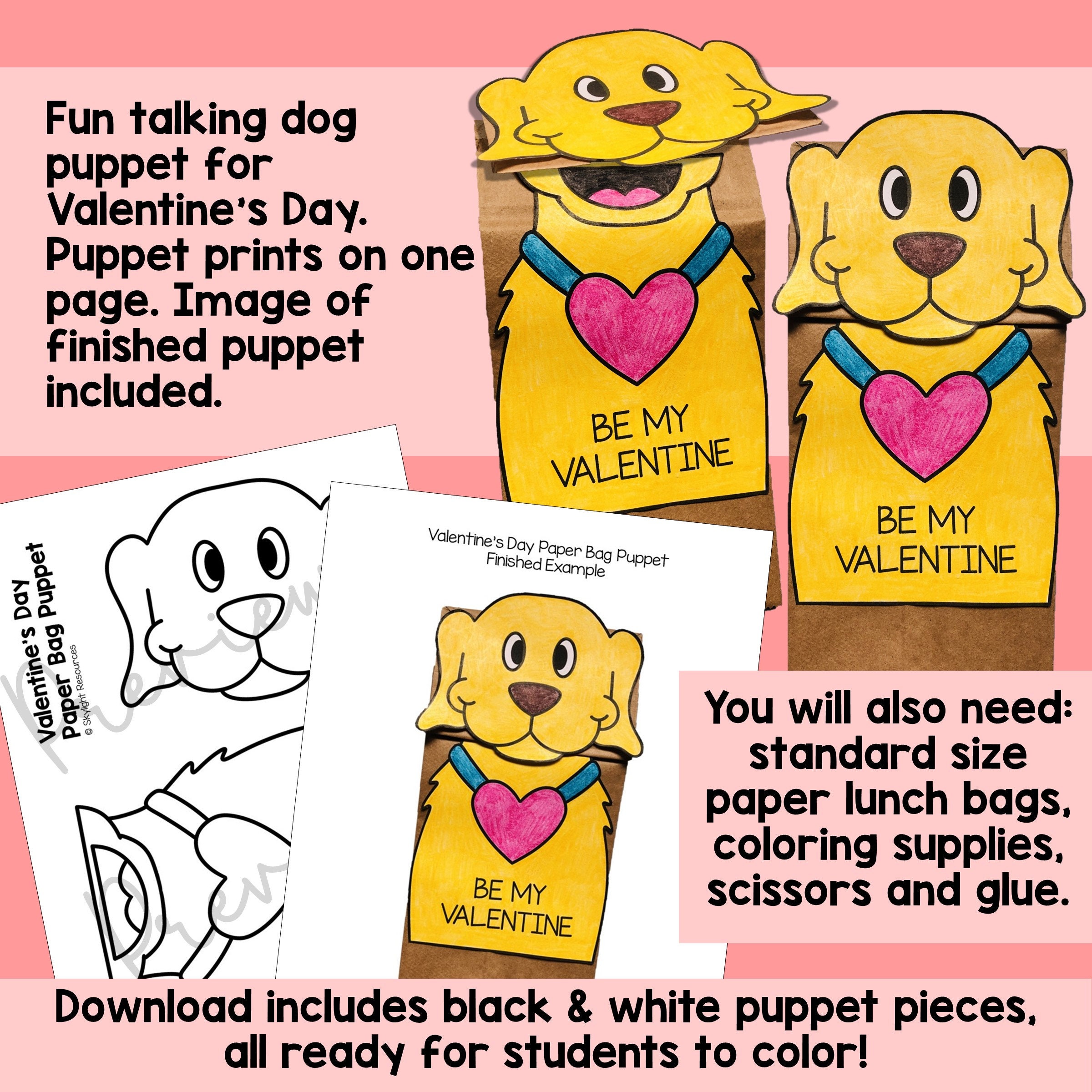 Valentine's Day Paper Bag Puppet | Fun February Craft for Kids | Home ...