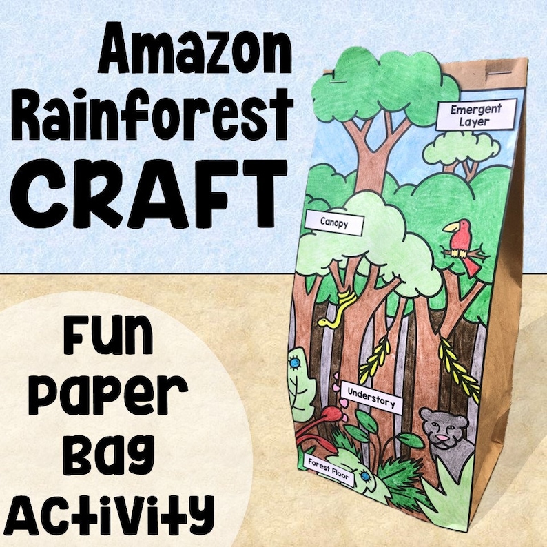 Amazon Rainforest Paper Bag Craft Activity for Kids - Etsy