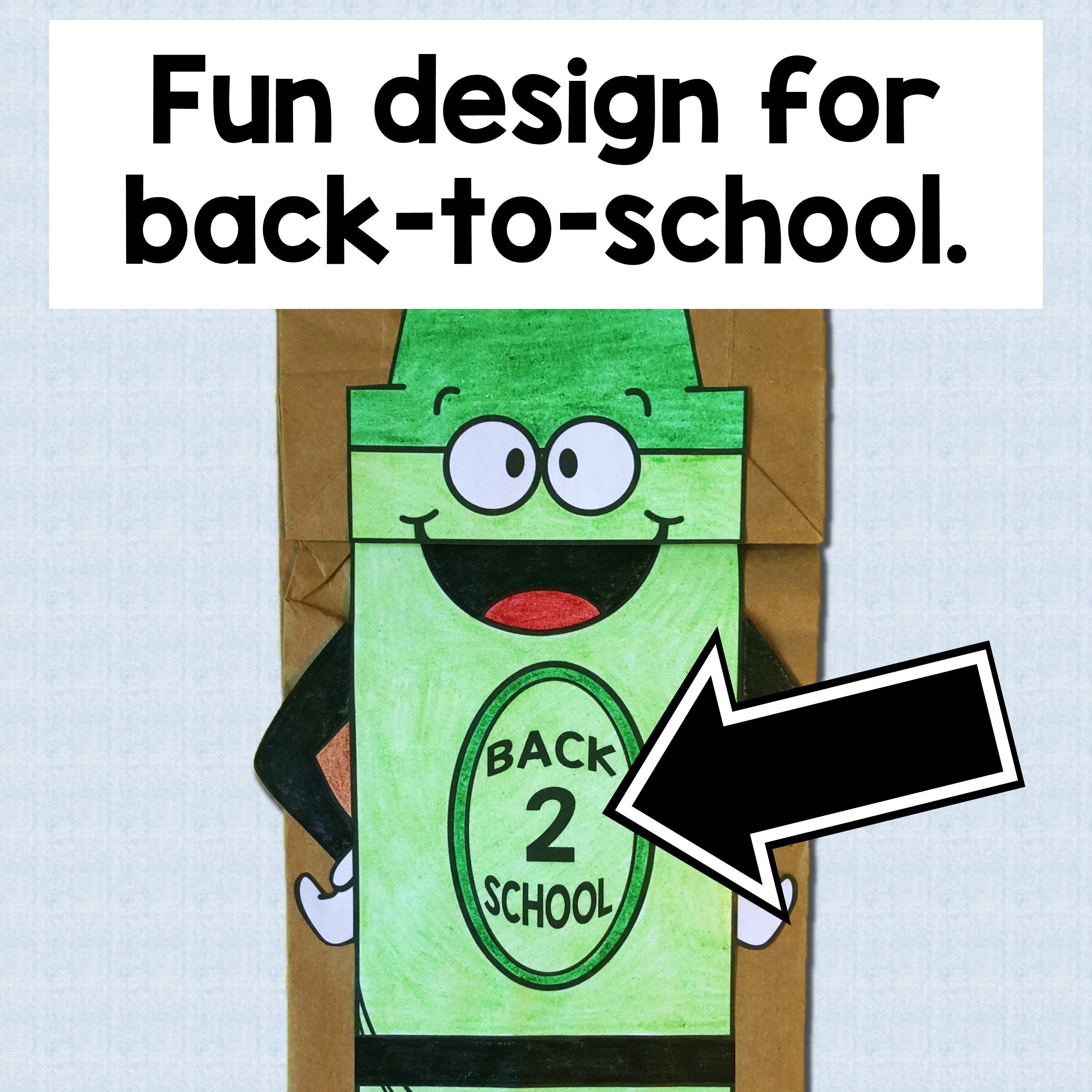 Back to School Paper Bag Puppet | Fun Crayon Kids Craft Activity - Etsy
