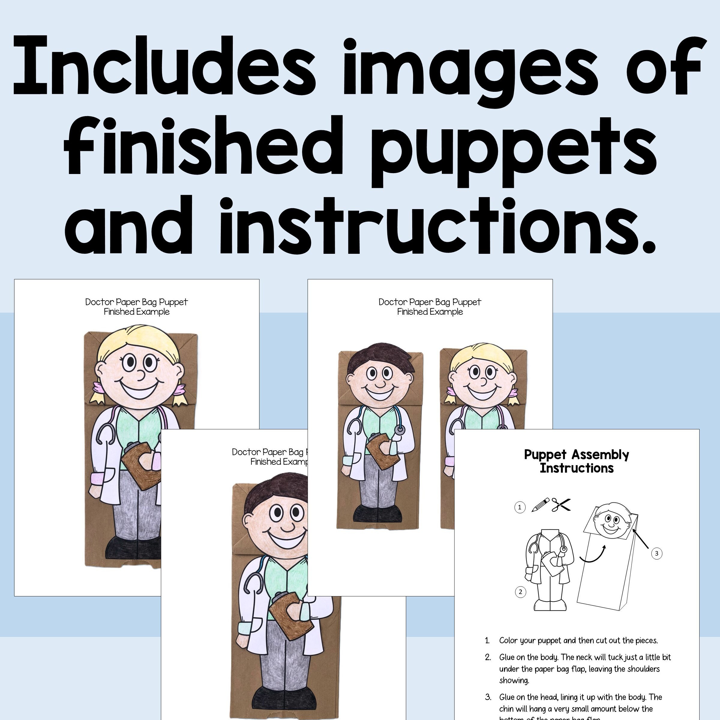 Doctor Paper Bag Puppet | Fun Community Helper Craft Activity for Kids ...