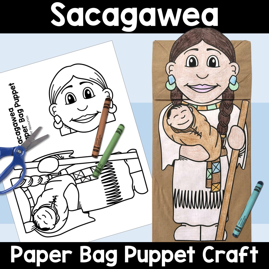 Sacagawea Paper Bag Puppet for Women's History Month or Native American ...