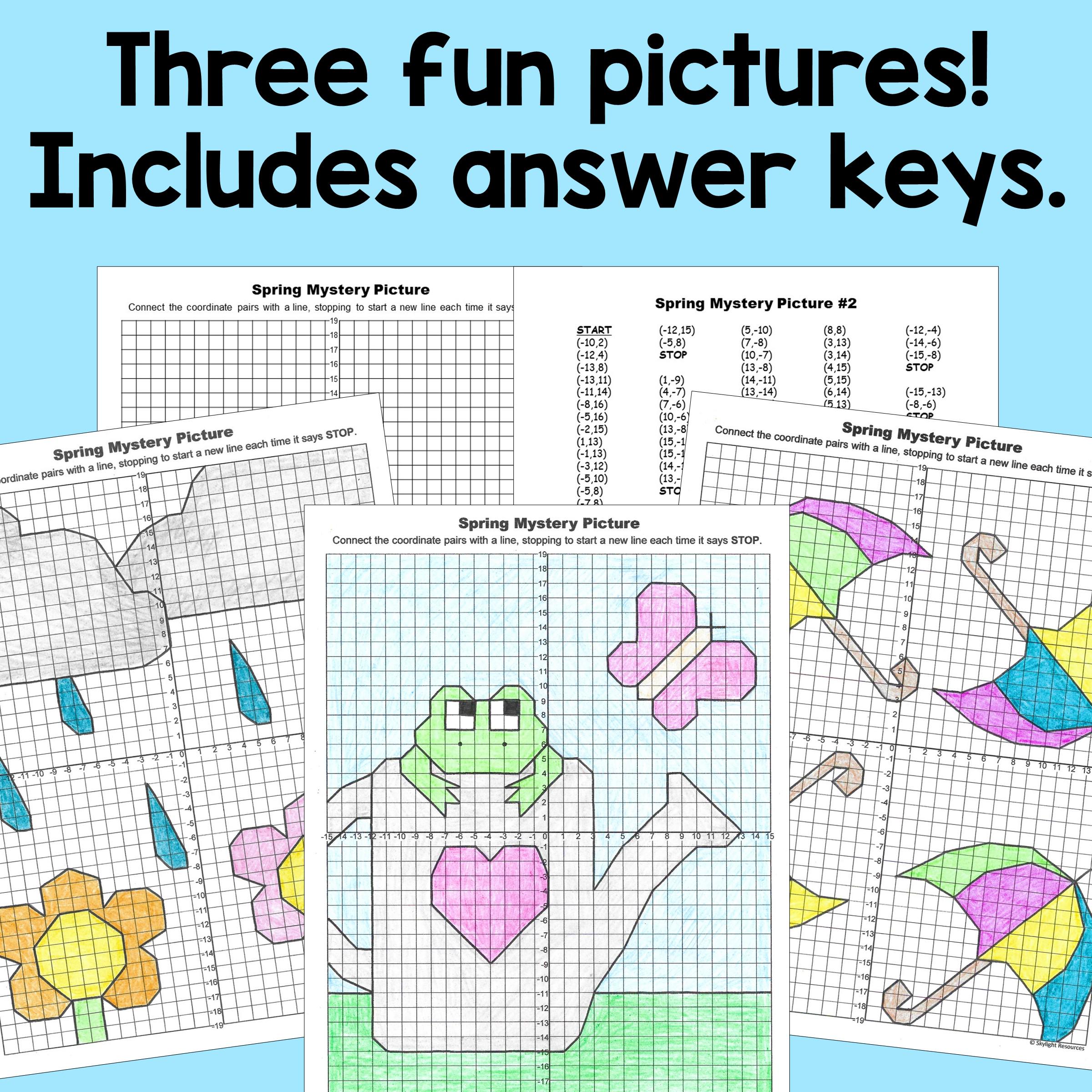 Spring Coordinate Plane Graphing Pictures Four Quadrant Math Activity ...