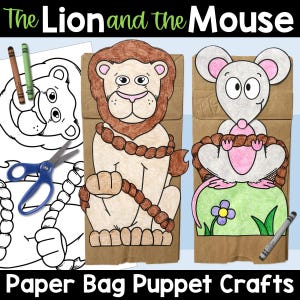 Aesop's Fables the Lion and the Mouse Paper Bag Puppets Fun Craft ...