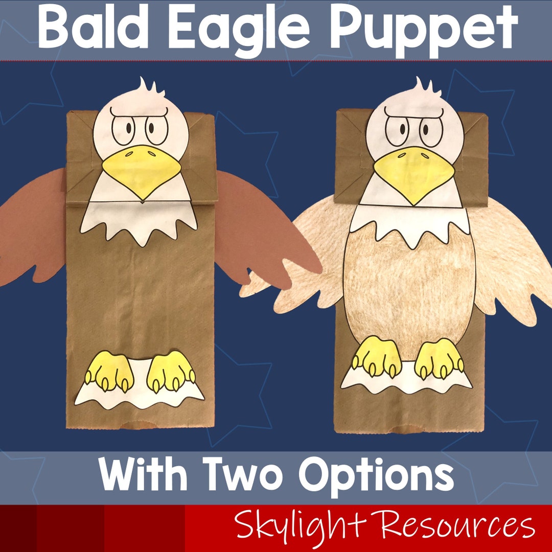 Bald Eagle Paper Bag Puppet Craft for Patriotic Holidays | Great for ...