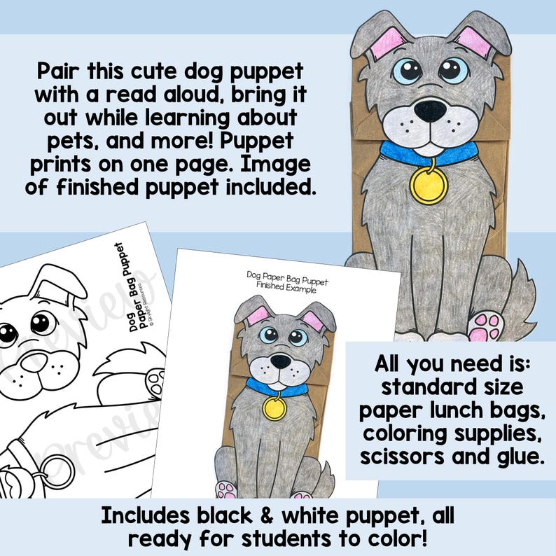 Dog Paper Bag Puppet: Fun Classroom Animal Craft (digital Download) - Etsy