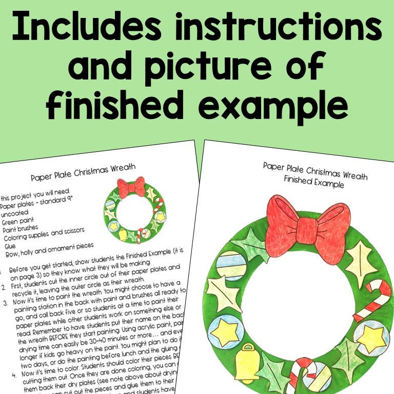 Christmas Wreath Paper Plate Craft | December Activity - Etsy