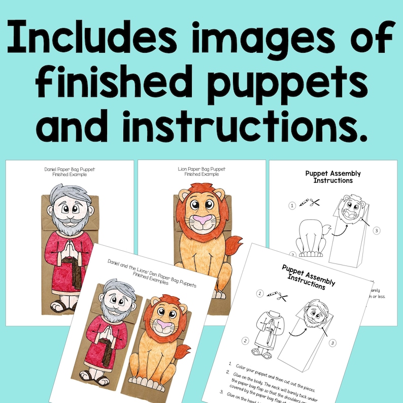 Daniel and the Lions' Den Paper Bag Puppets Bible Lesson Craft Activity ...