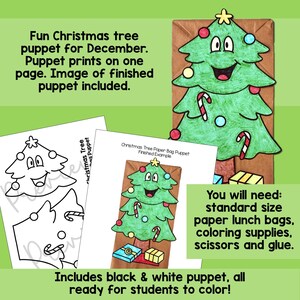 Christmas Tree Paper Bag Puppet | Christmas Craft Activity for December ...