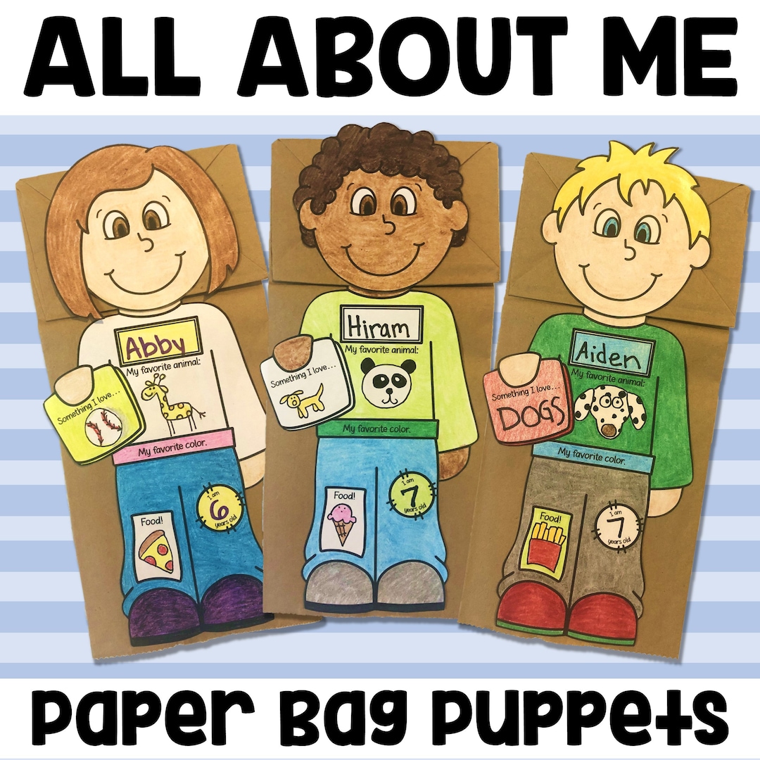 Back to School All About Me Paper Bag Puppet Kids Craft Activity - Etsy