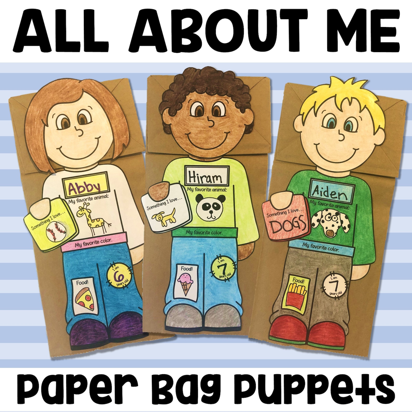 Back to School All About Me Paper Bag Puppet Kids Craft Activity - Etsy