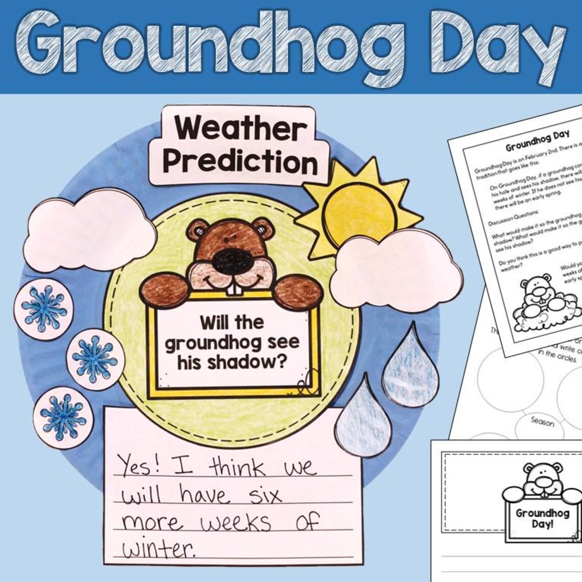 Groundhog Day Paper Plate Craft and Writing Activity Fun February ...