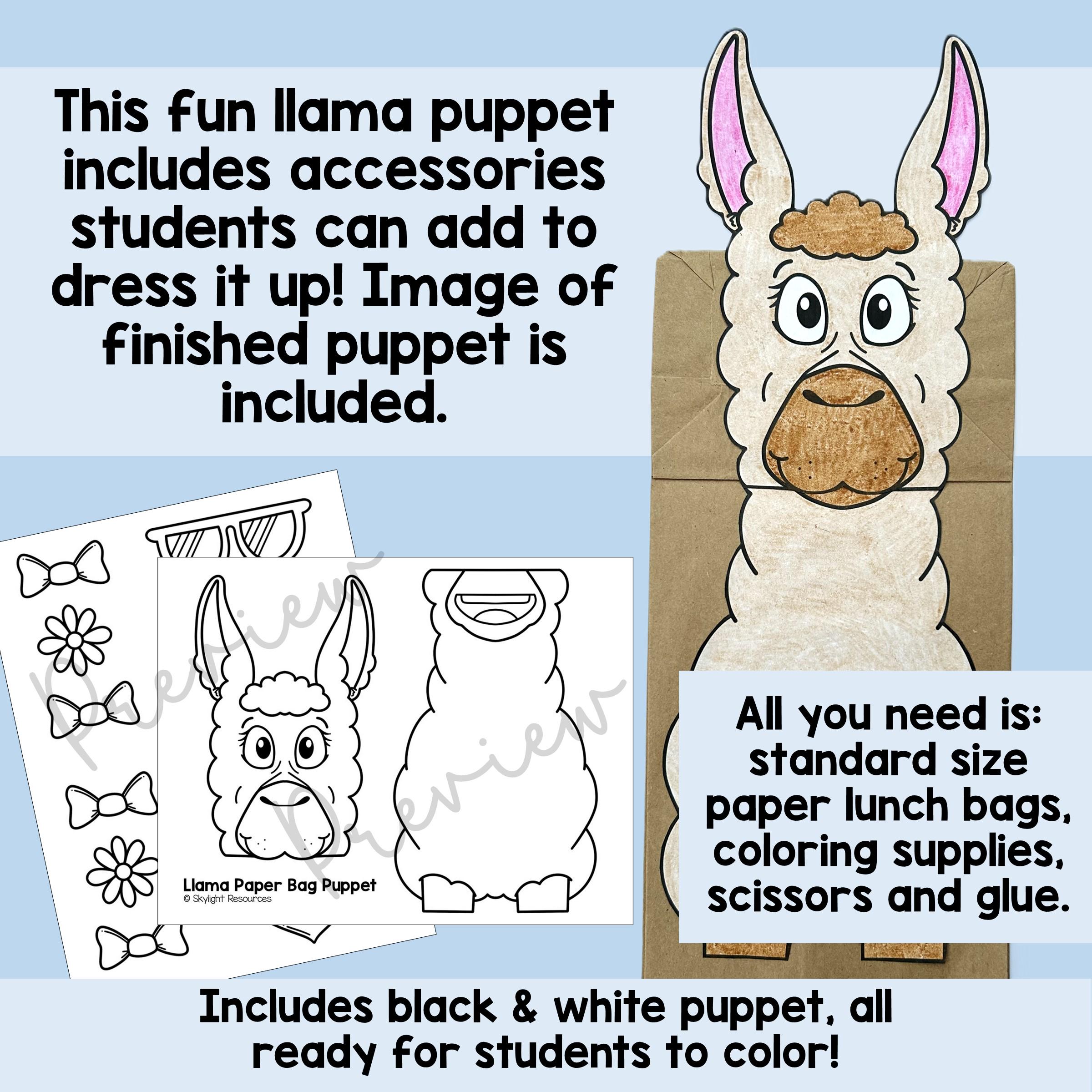 Fun Llama Paper Bag Puppet Craft Activity for Kids - Etsy