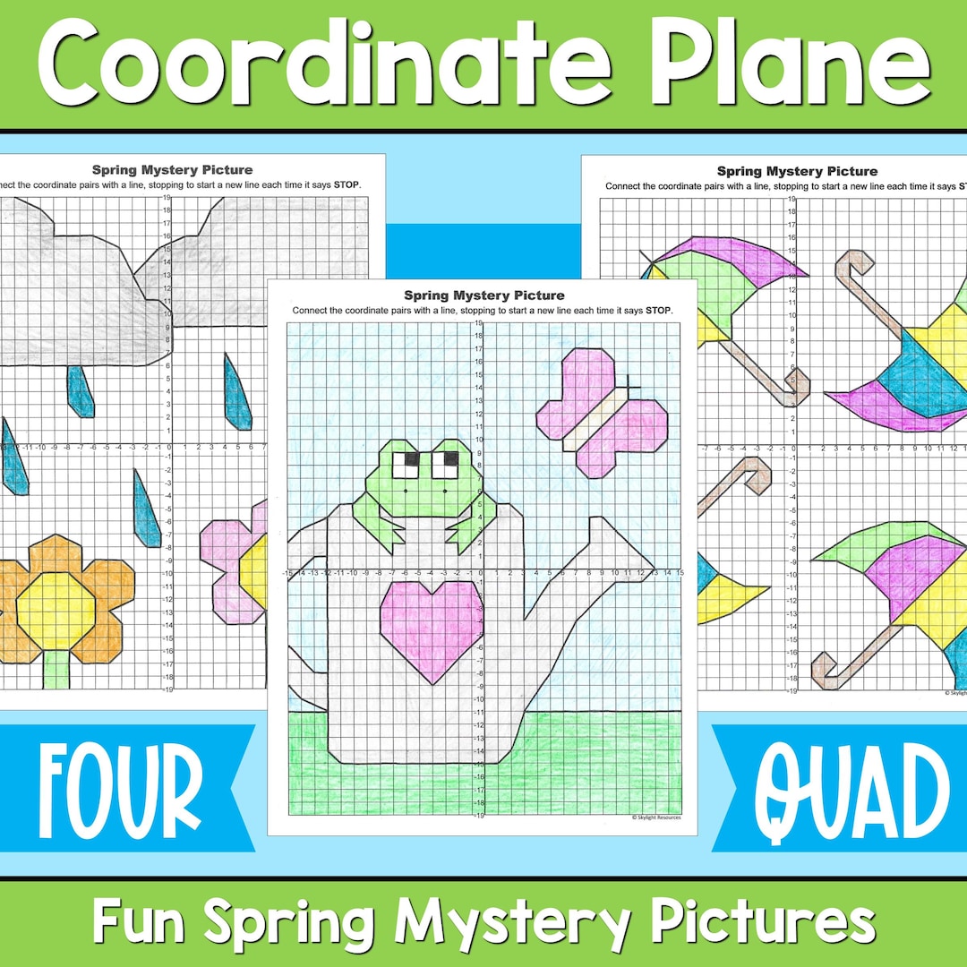 Spring Coordinate Plane Graphing Pictures Four Quadrant Math Activity ...