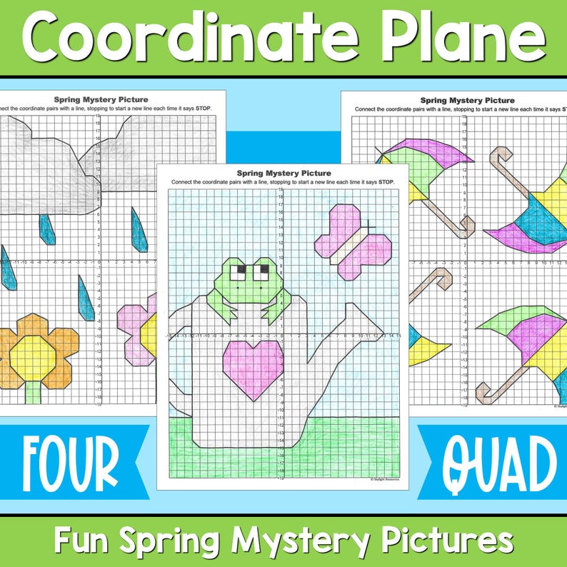Spring Coordinate Plane Graphing Pictures Four Quadrant Math Activity ...