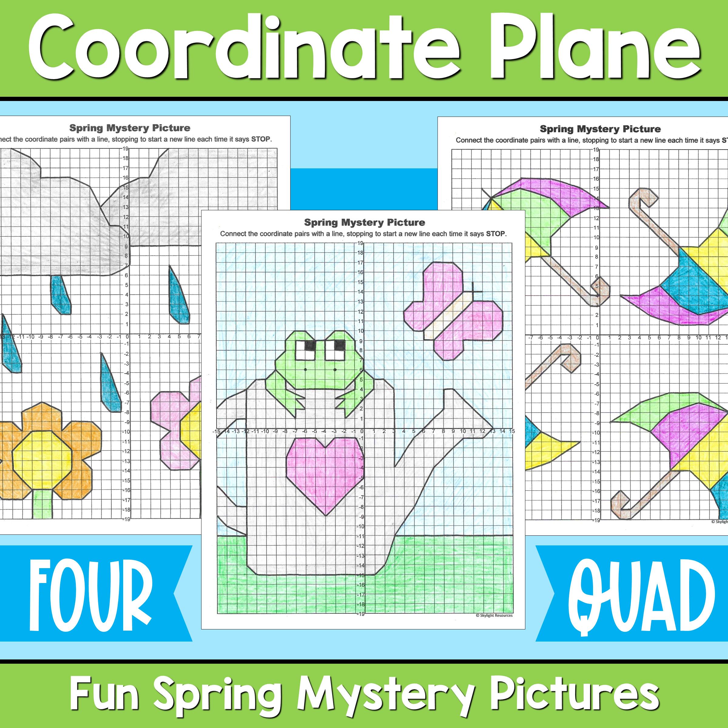 Spring Coordinate Plane Graphing Pictures Four Quadrant Math Activity ...