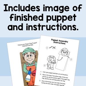 Commercial Fisherman Paper Bag Puppet Ocean Themed Career Craft ...
