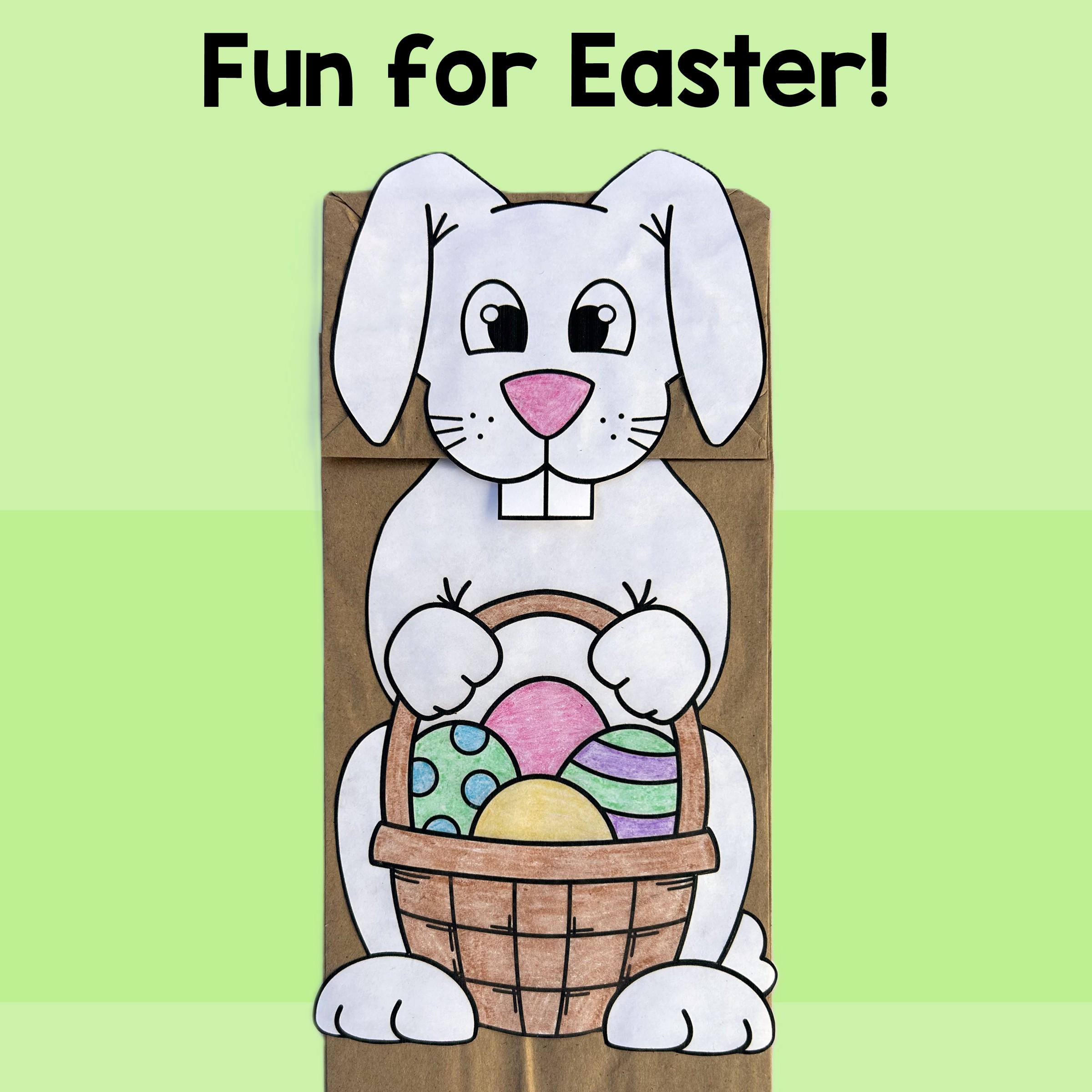 Easter Bunny Paper Bag Puppet Kids Craft Activity for School or Home ...