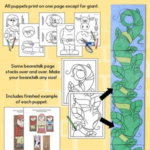 Jack and the Beanstalk Paper Bag Puppets, Story Retell Craft Activity ...