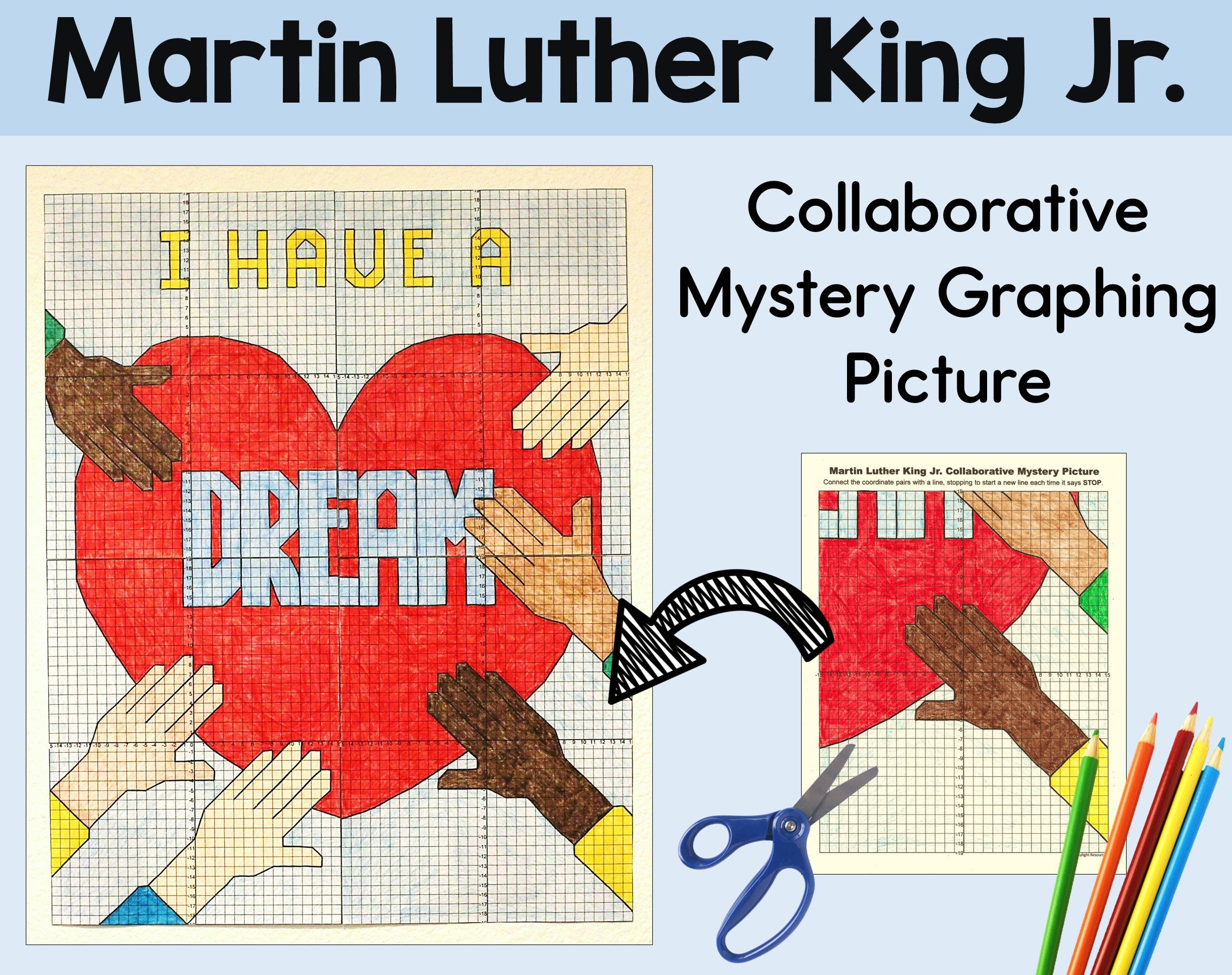 Collaborative Martin Luther King Jr. Coordinate Plane Graphing Picture ...