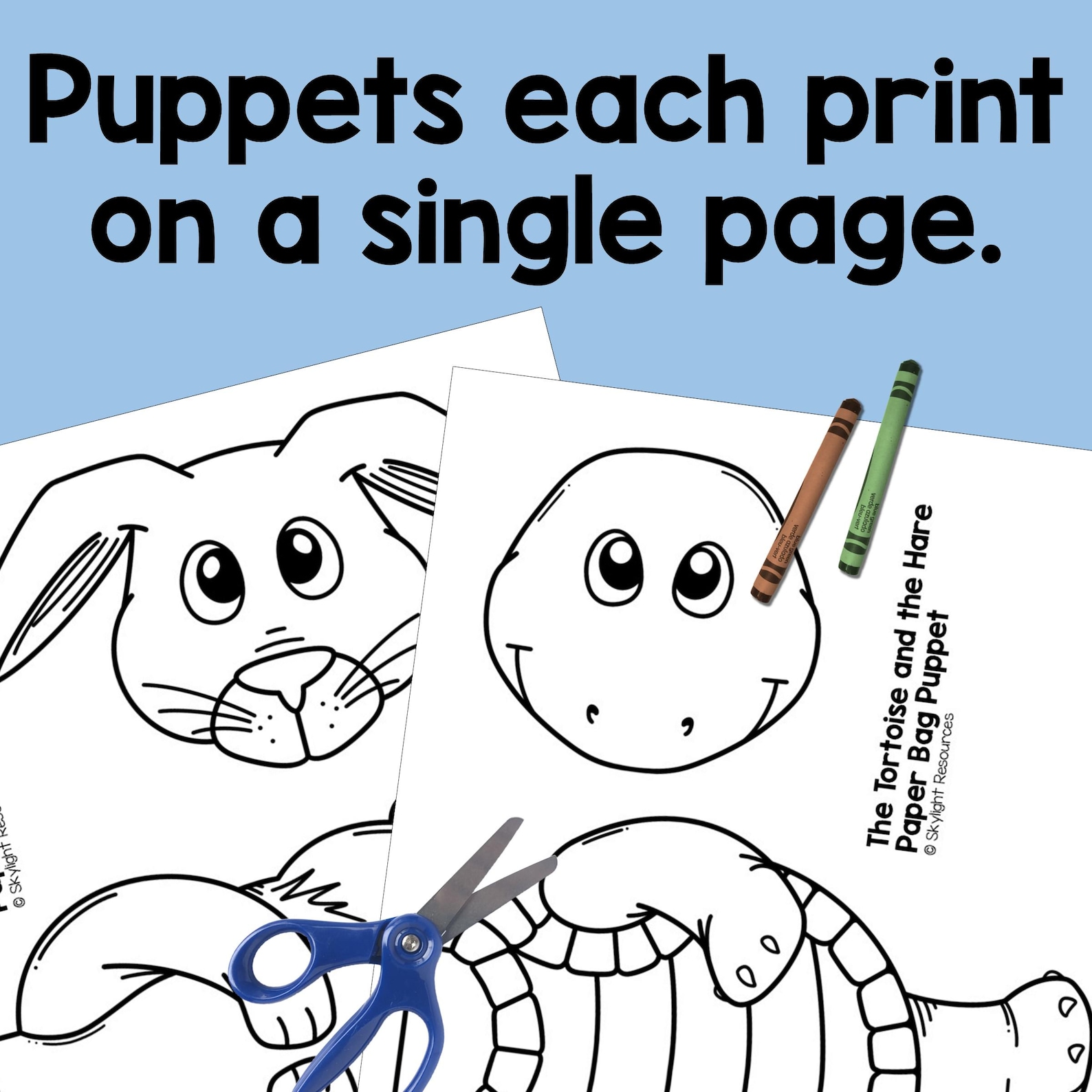 Aesop's Fables the Tortoise and the Hare Paper Bag Puppets Fun Craft ...