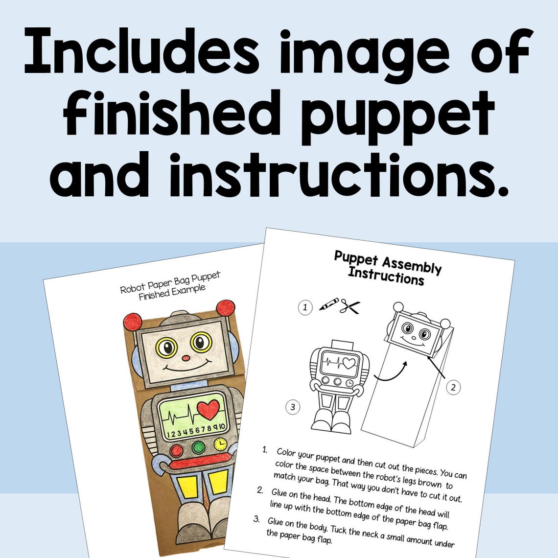 Robot Paper Bag Puppet Fun Craft Activity for Kids - Etsy