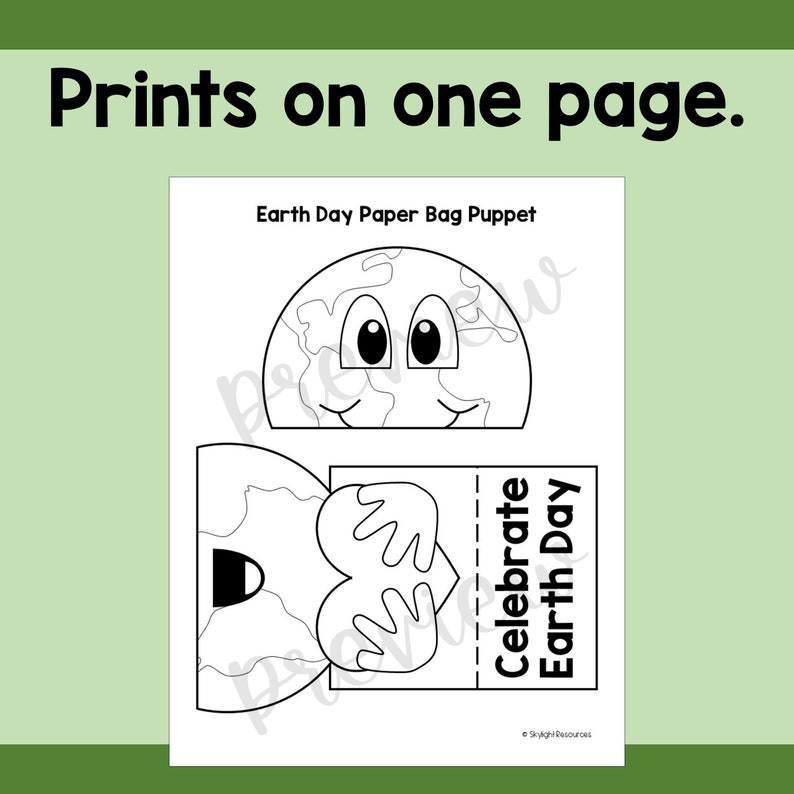 Earth Day Paper Bag Puppet Craft Kids Activity for School or Home - Etsy