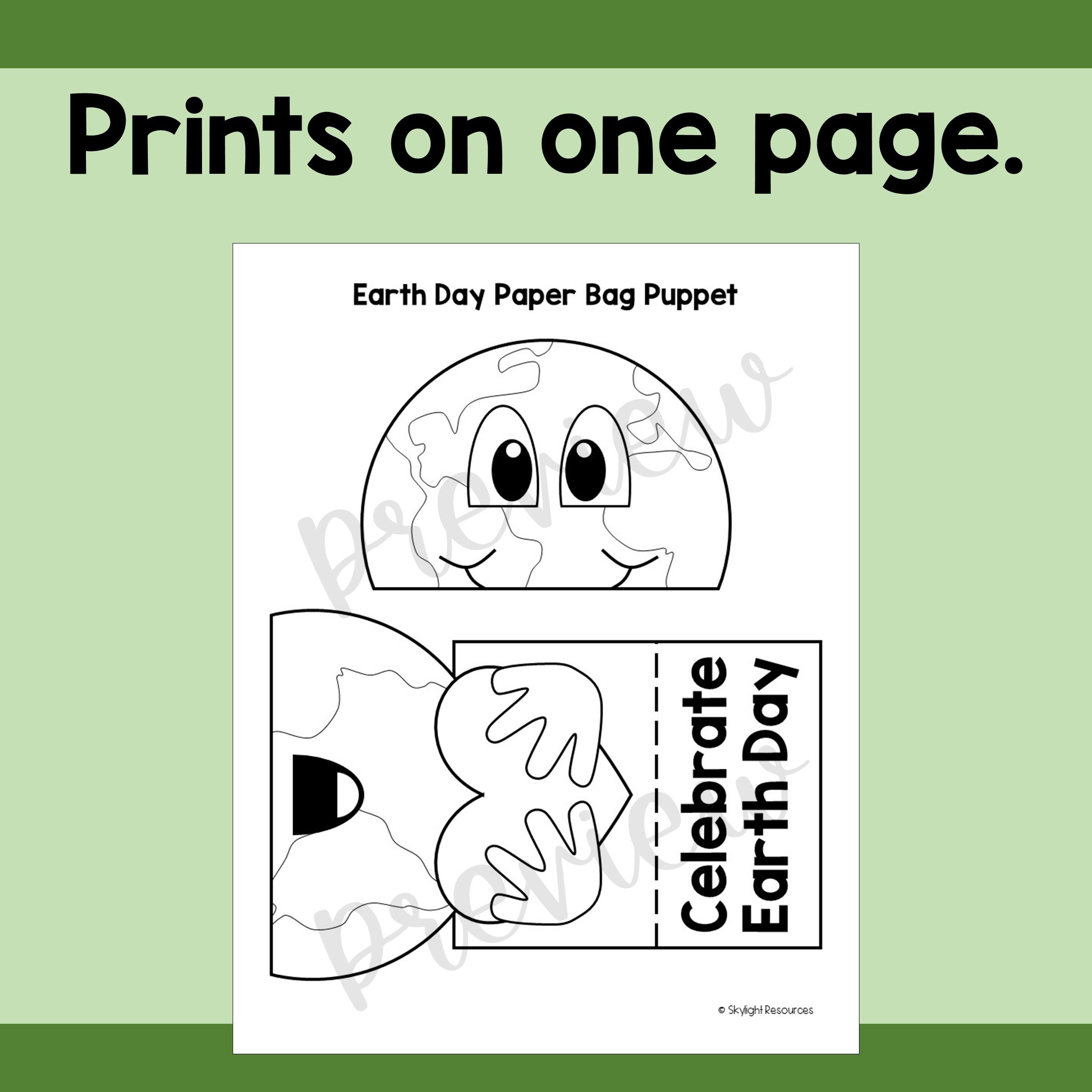 Earth Day Paper Bag Puppet Craft Kids Activity for School or Home - Etsy