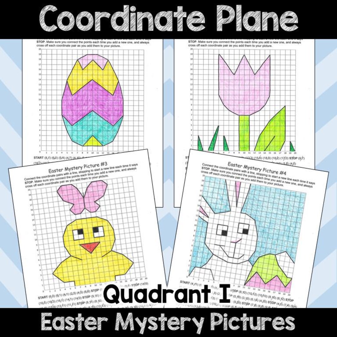 Easter Coordinate Plane Mystery Pictures in Quadrant I Fun Classroom ...