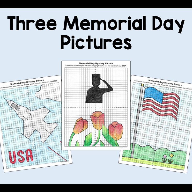 Memorial Day Math Coordinate Plane Graphing Pictures in All Four ...