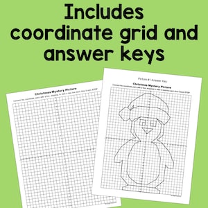 Christmas Coordinate Plane Mystery Graphing Pictures Four Quadrant - Etsy