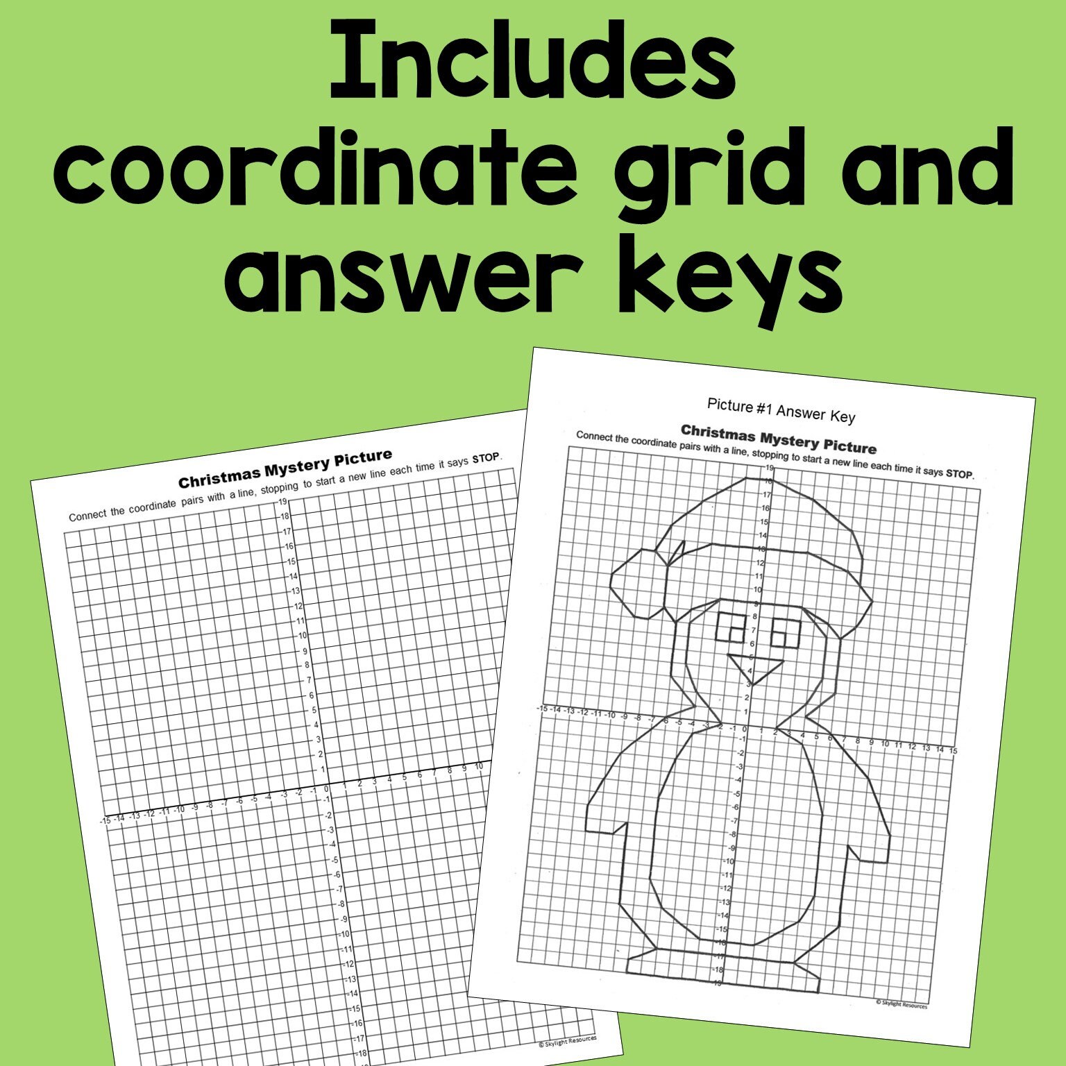 Christmas Coordinate Plane Mystery Graphing Pictures Four Quadrant - Etsy