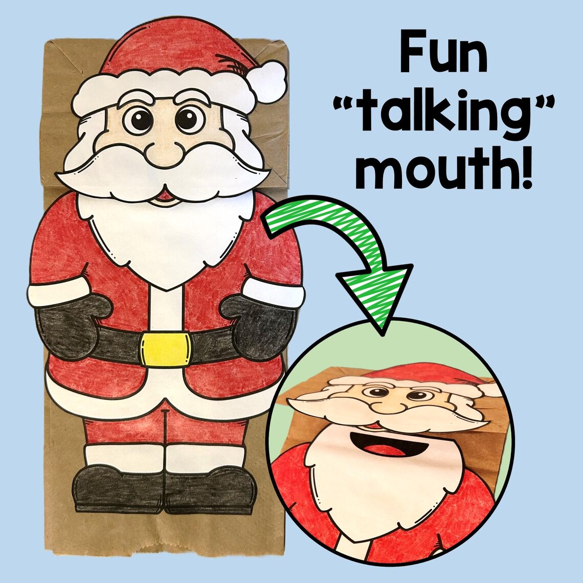 Santa Claus Paper Bag Puppet Christmas Craft Activity for Kids - Etsy