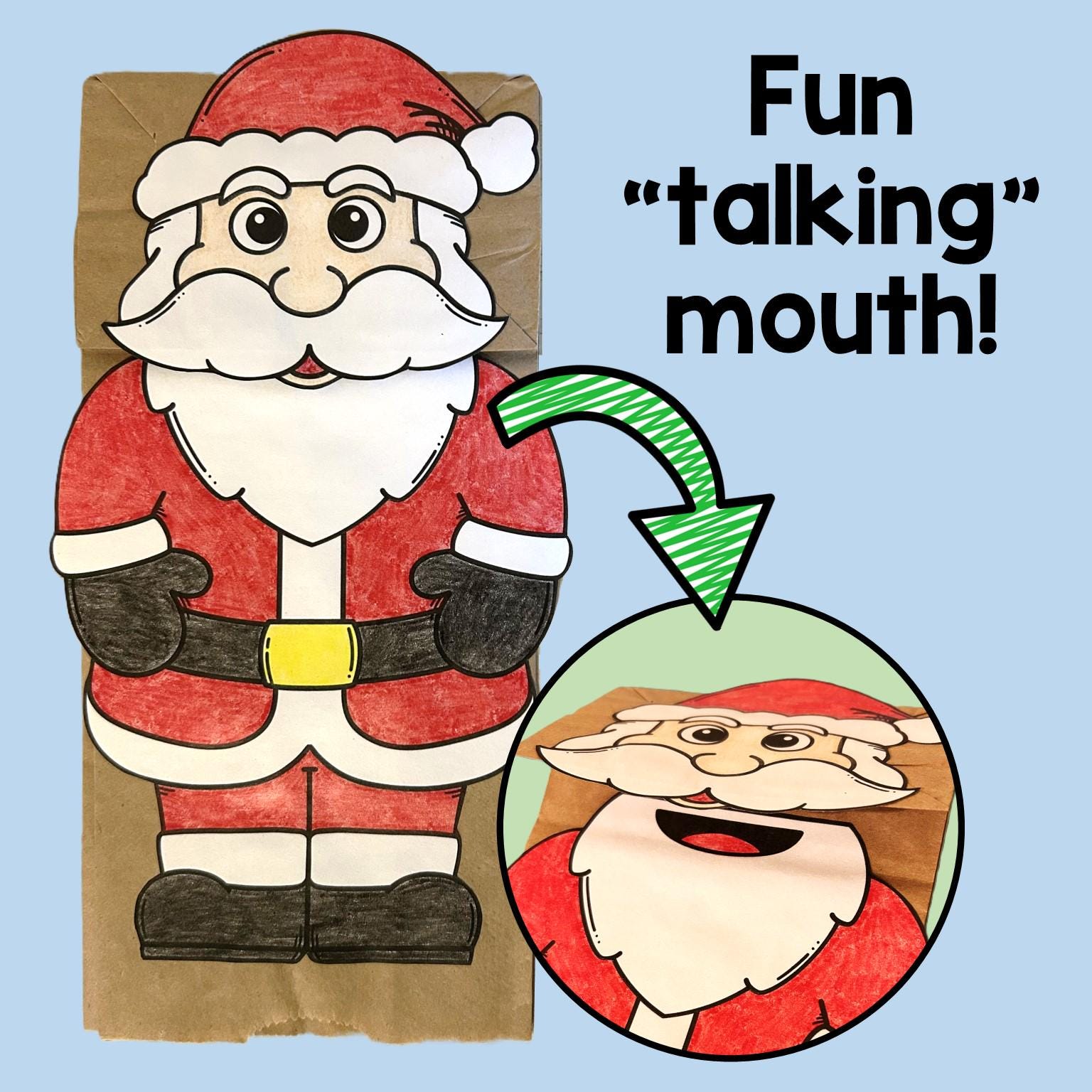 Santa Claus Paper Bag Puppet Christmas Craft Activity for Kids - Etsy