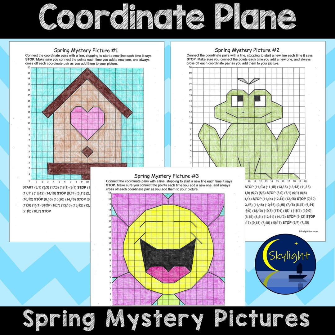 Spring Coordinate Plane Mystery Graphing Pictures in Quadrant I Fun ...