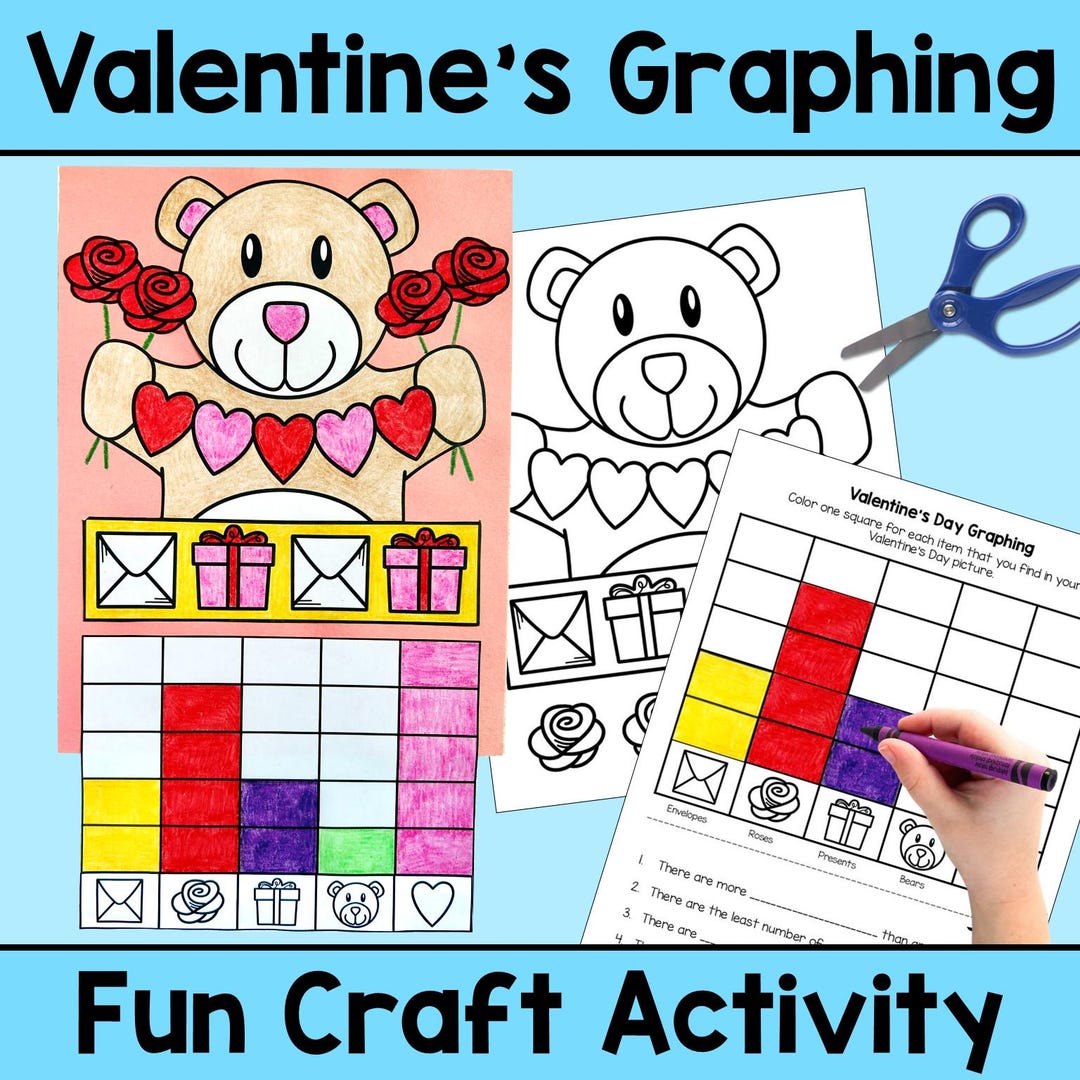 Valentine's Day Graphing Fun Math Craft Activity - Etsy