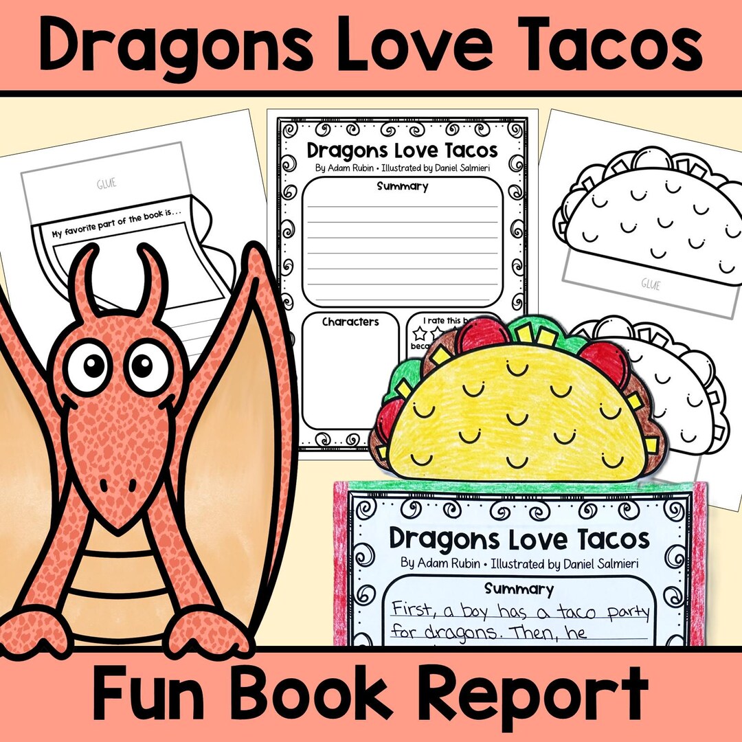 Dragons Love Tacos Fun Book Report Writing Craft Activity, Kids Reading ...
