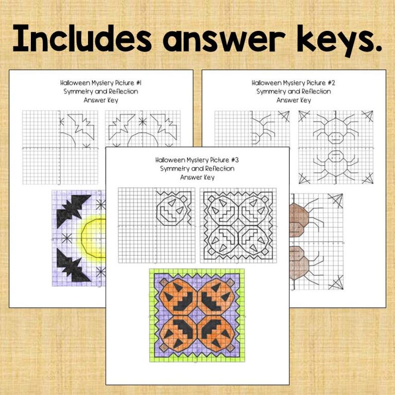 Halloween Symmetry and Reflection Coordinate Plane Mystery Graphing ...
